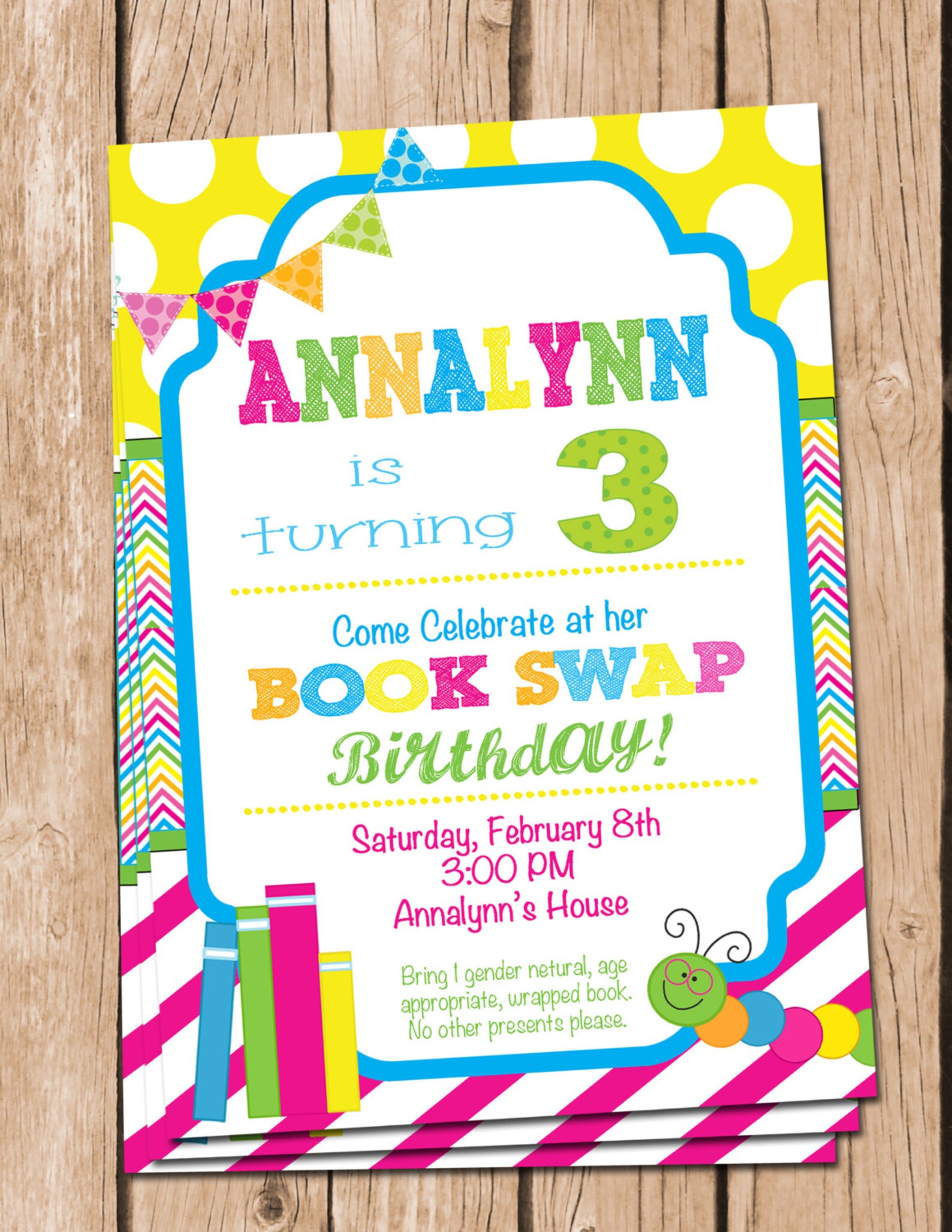 Book Swap Invitation Book Swap Birthday Party Bookworm Party Bookworm ...