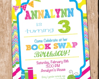 Book Swap Invitation Book Swap Birthday Party Book Swap | Etsy