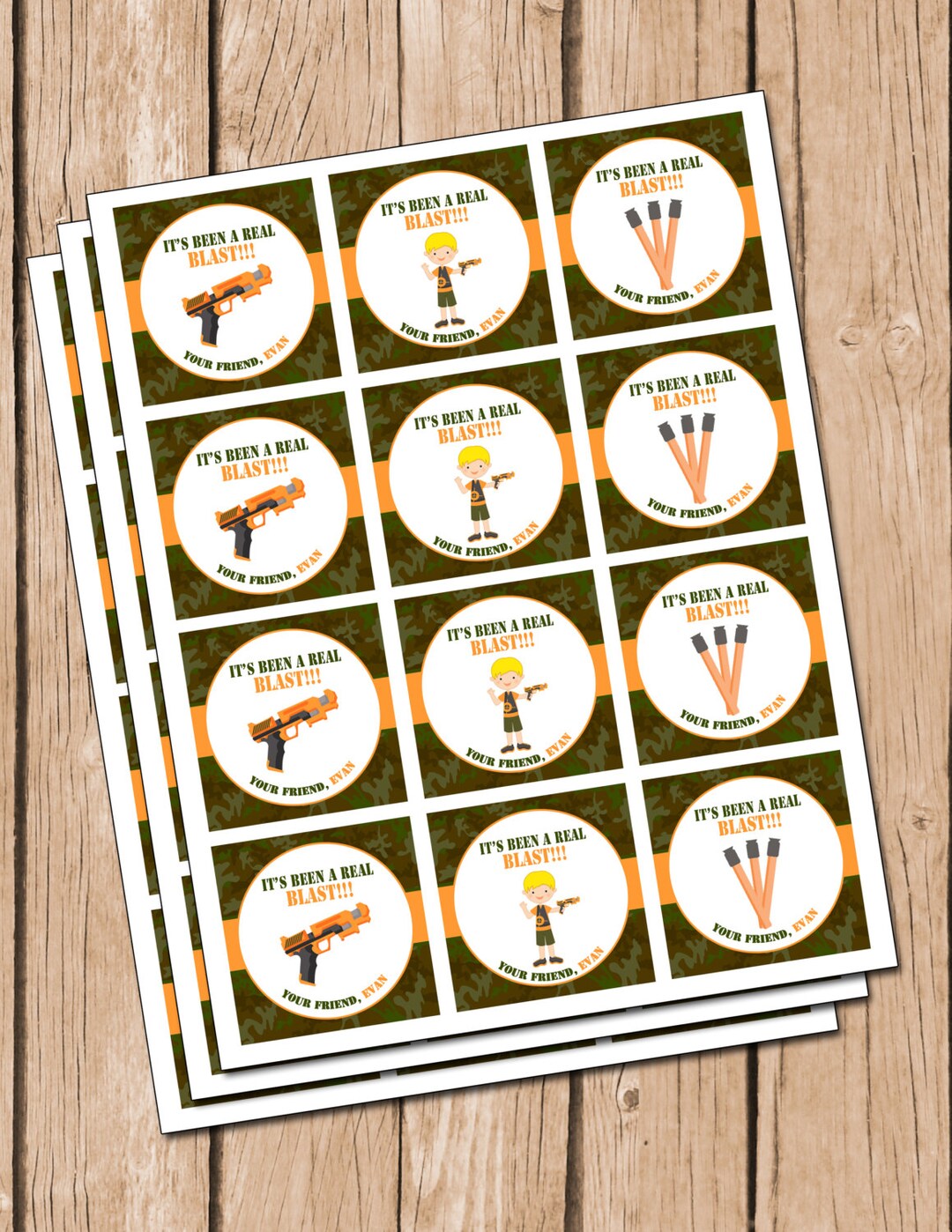 Boy's Dart Gun Party Favor Tags Dart War Favor Tag - Etsy