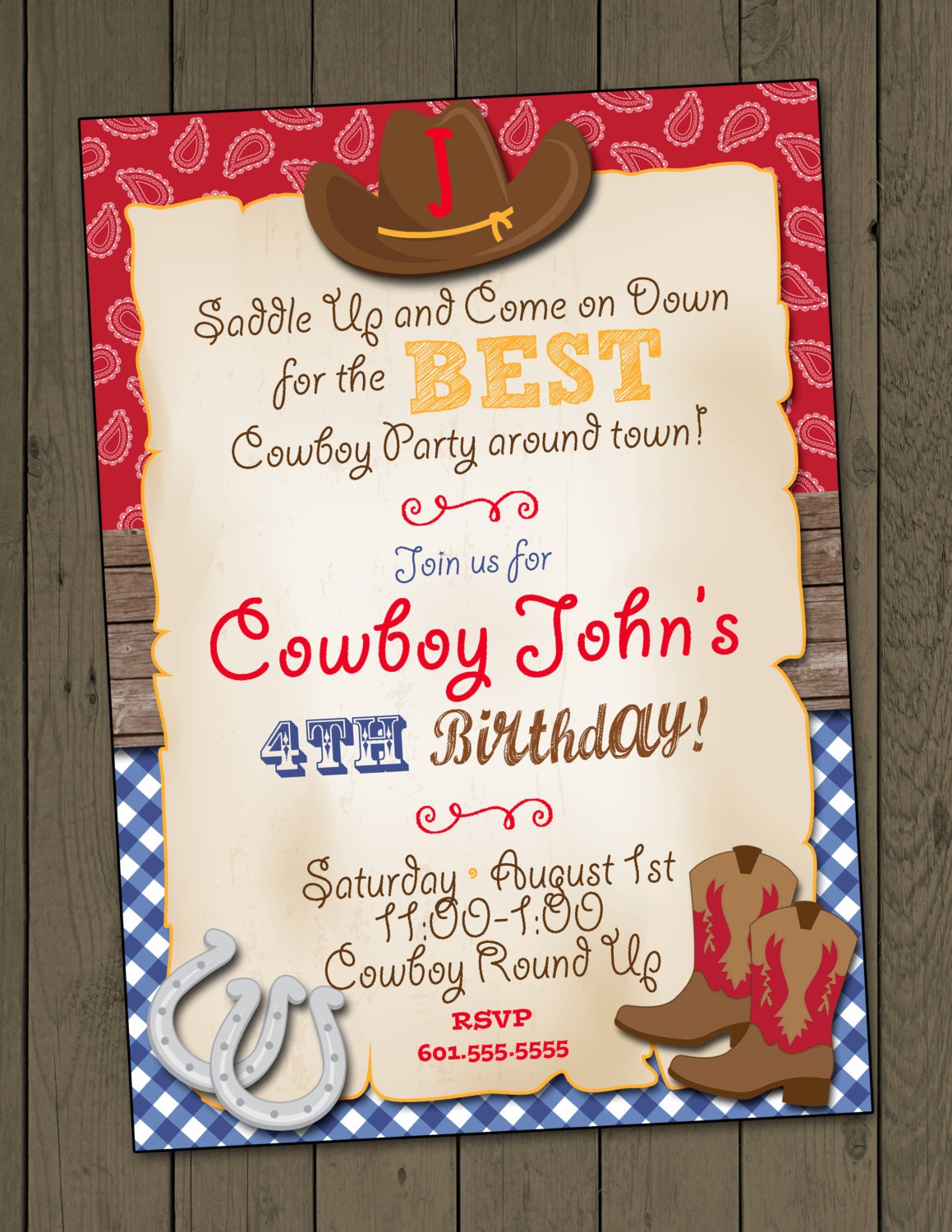 Cowboy Birthday Party Invitation Cowboy Invitation Digital Invitation ...