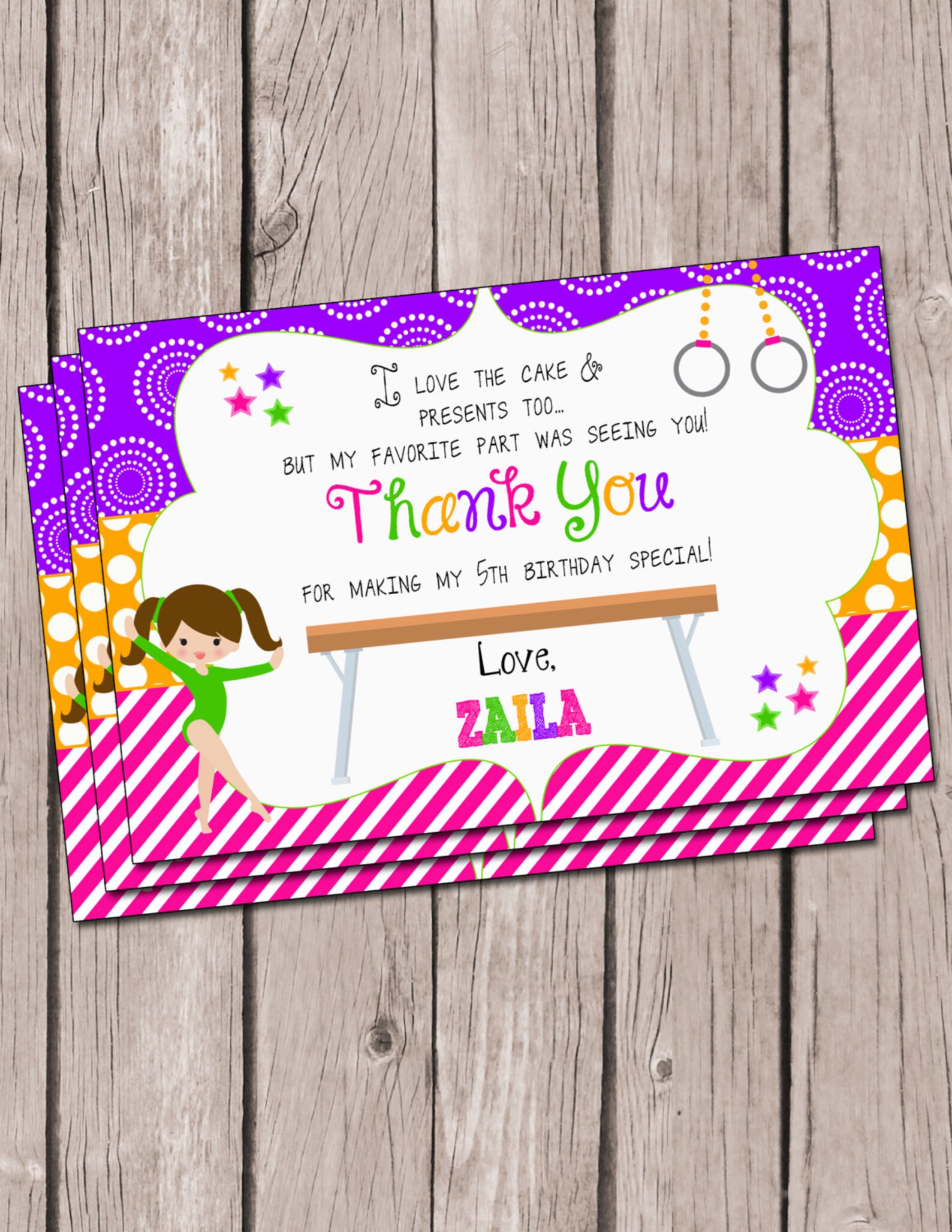 Gymnastics Thank You Card Tumbling Thank You Card Gymnastics and ...