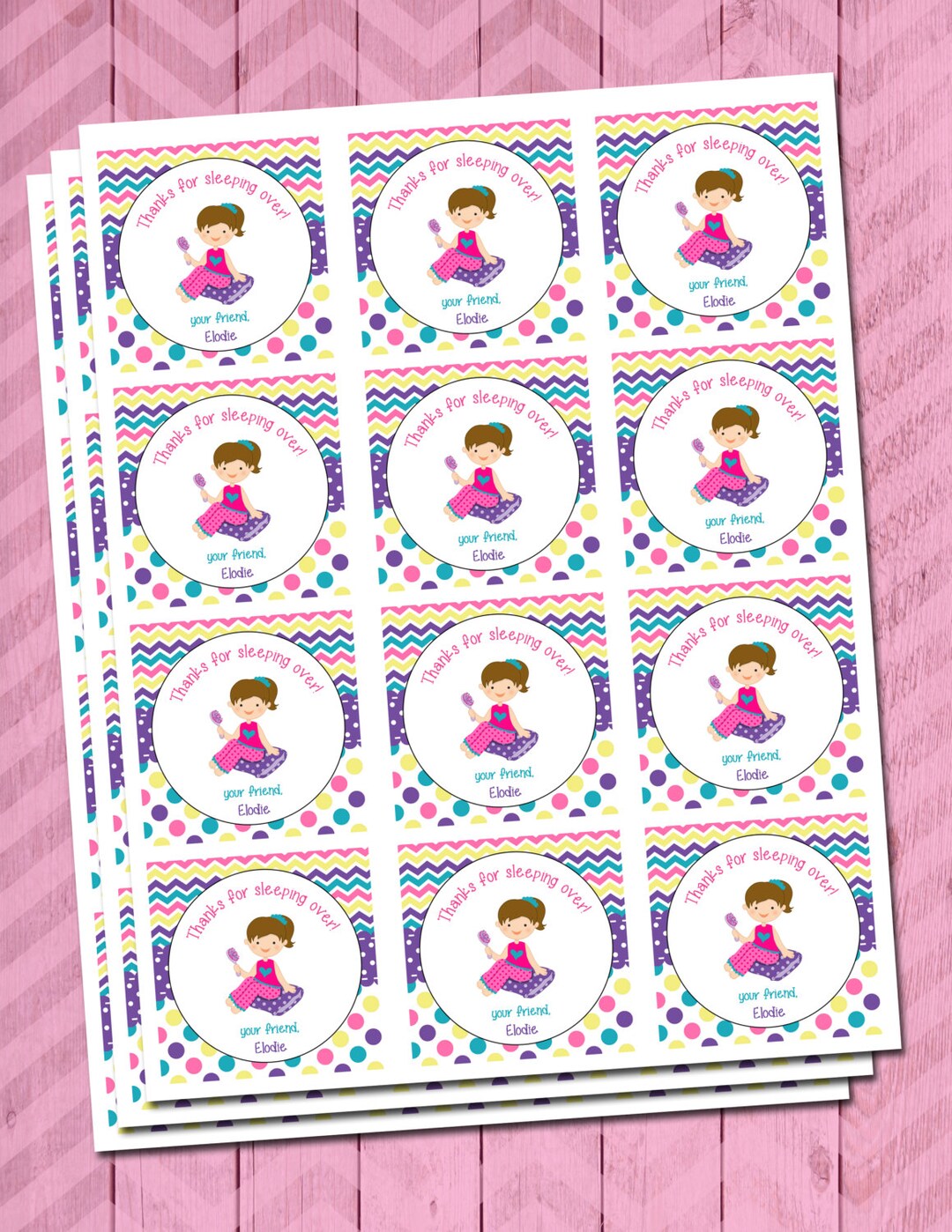 Sleepover Party Favor Tags Girl's Sleepover Party Favor Tag - Etsy