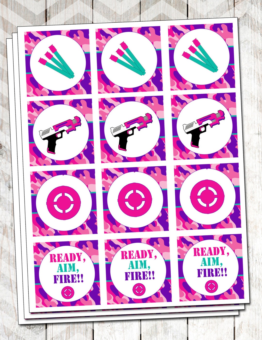 Girl's Dart Party Favor Tags INSTANT DOWNLOAD Dart War Favor Tag - Etsy