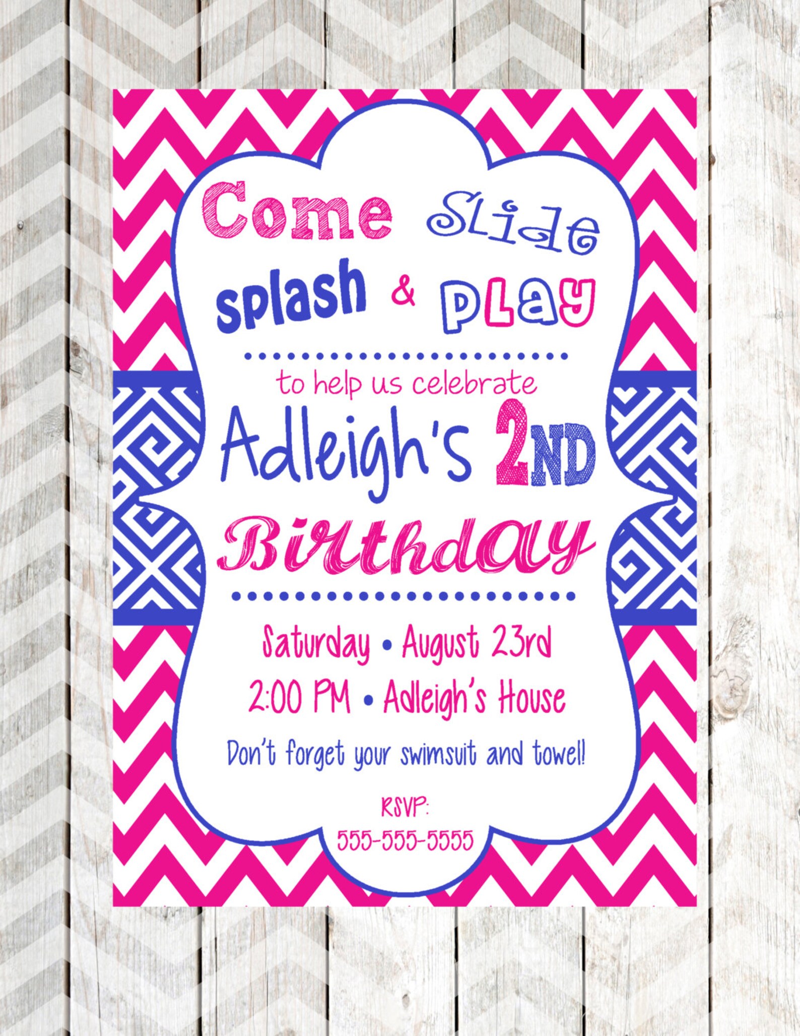 Girly Invitation Older Girl Party Invitation Bright Colors - Etsy