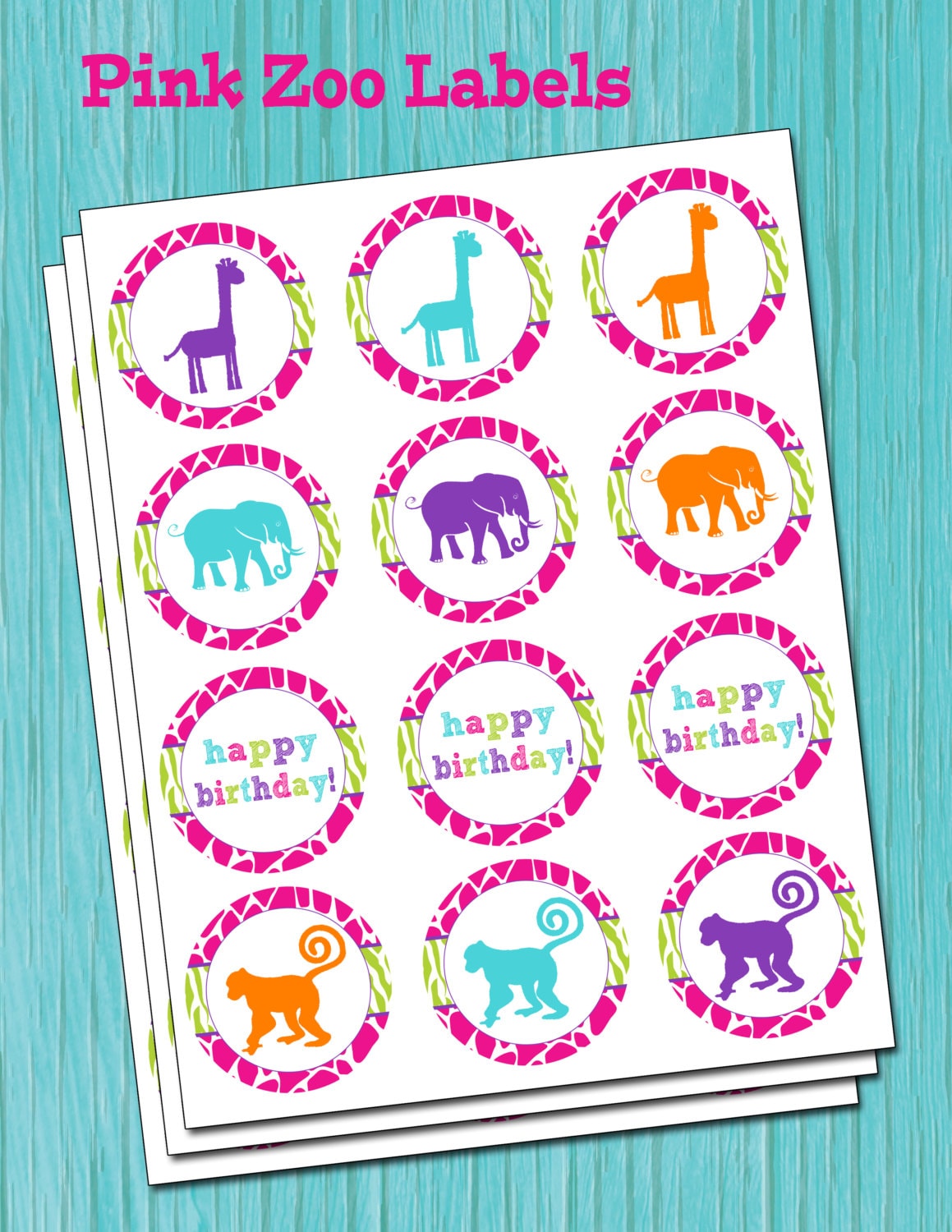 INSTANT DOWNLOAD Zoo Birthday Party Favor Tags/cupcake Toppers - Etsy