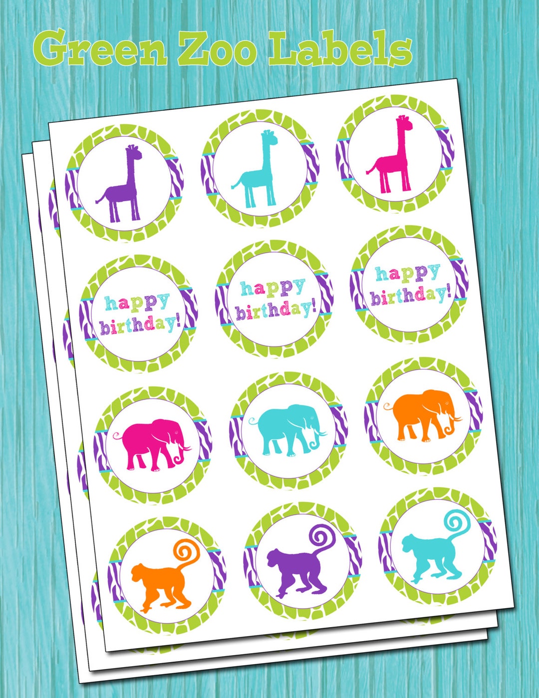 INSTANT DOWNLOAD Zoo Birthday Party Favor Tags/cupcake Toppers Girls ...