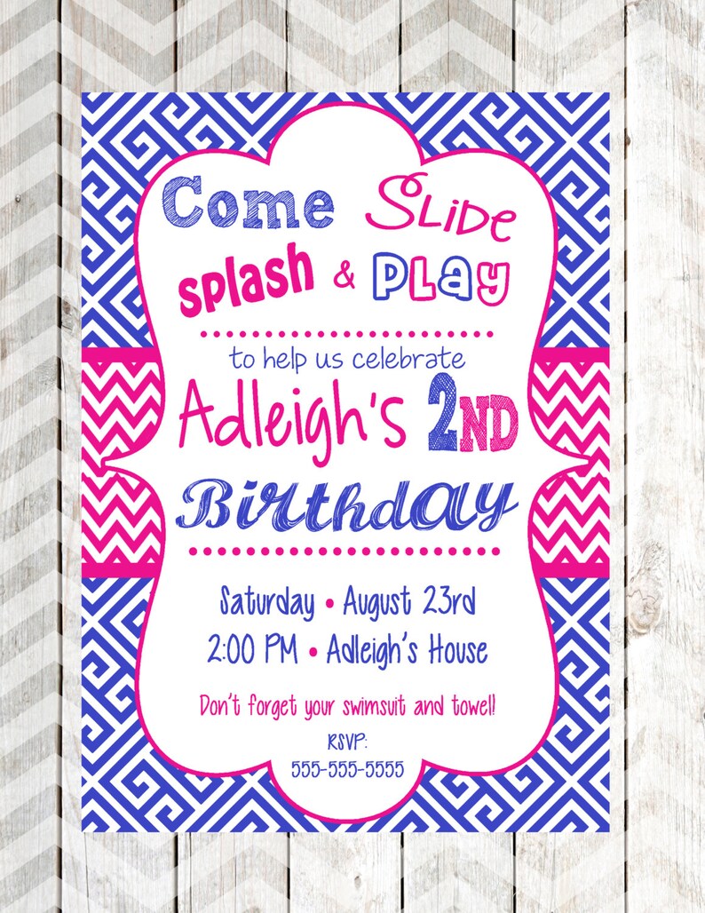 Girly Invitation Older Girl Party Invitation Bright Colors - Etsy