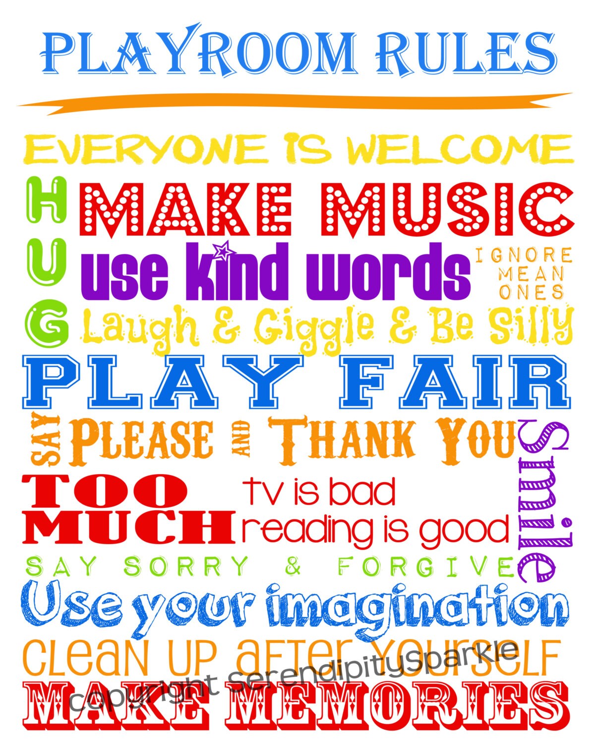 Playroom Rules Primary - Digital Download - Etsy