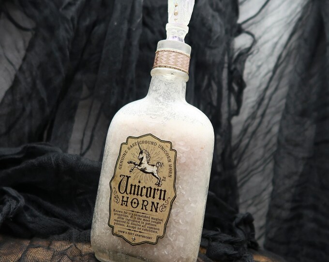 Witches Apothecary, Unicorn Horn, Vintage Glass Ball Jar, OAK Handmade ...
