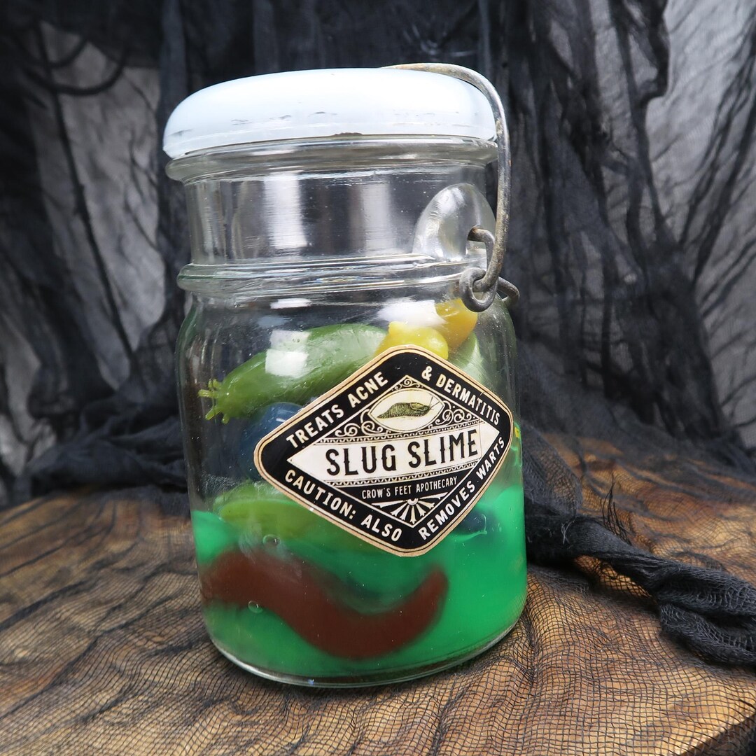 Witches Apothecary, Slug Slime, Vintage Glass Ball Jar, OAK Handmade ...
