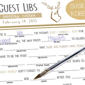 Guest Book Mad Libs Wedding Edition Rustic Nature Moose - Etsy