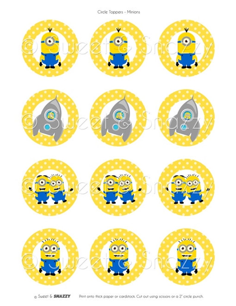 Instant Download - 2 Inch Circle Toppers - Minions / Despicable Me - Etsy