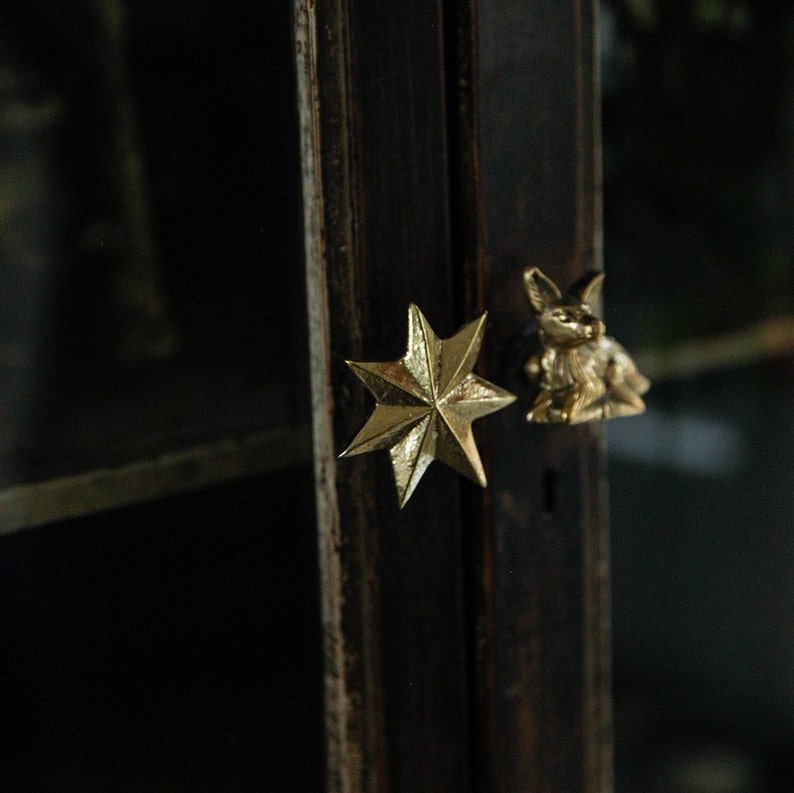 Handmade Brass Star Knob Drawer Knob Cabinet Knobs Hook | Etsy