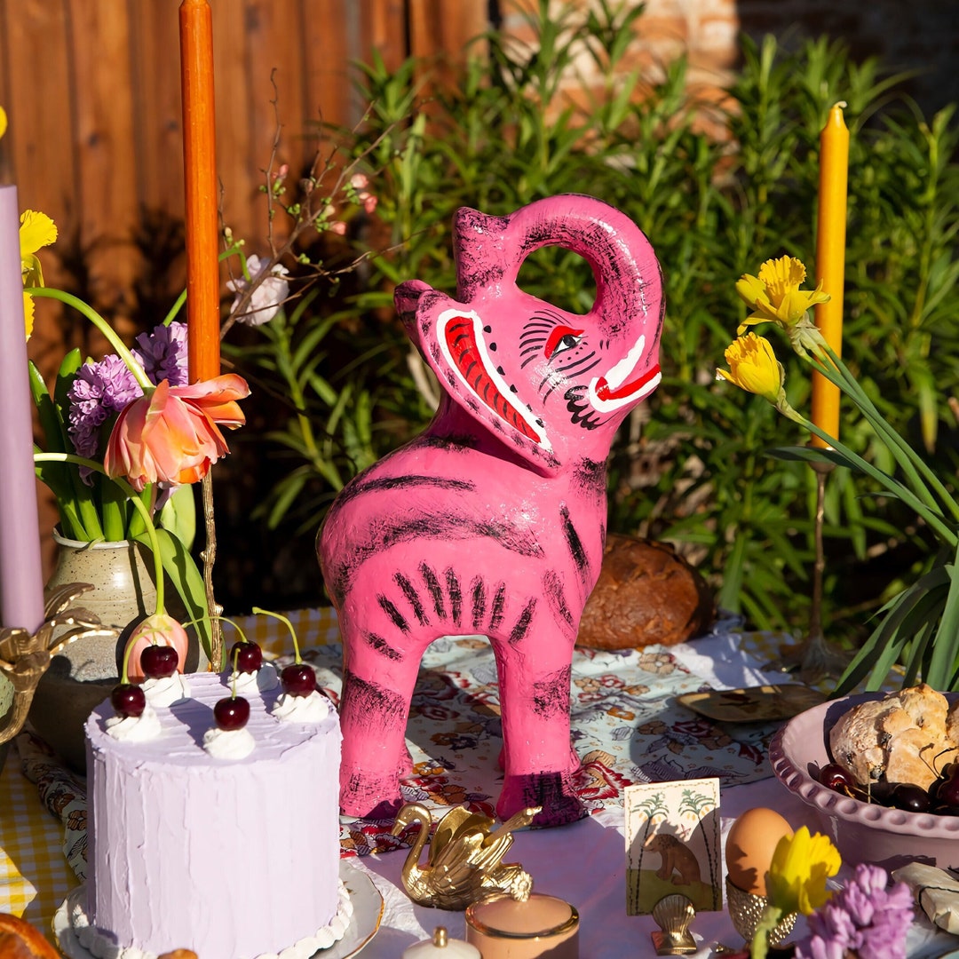 Pink Elephant Statue in Terracotta - Etsy
