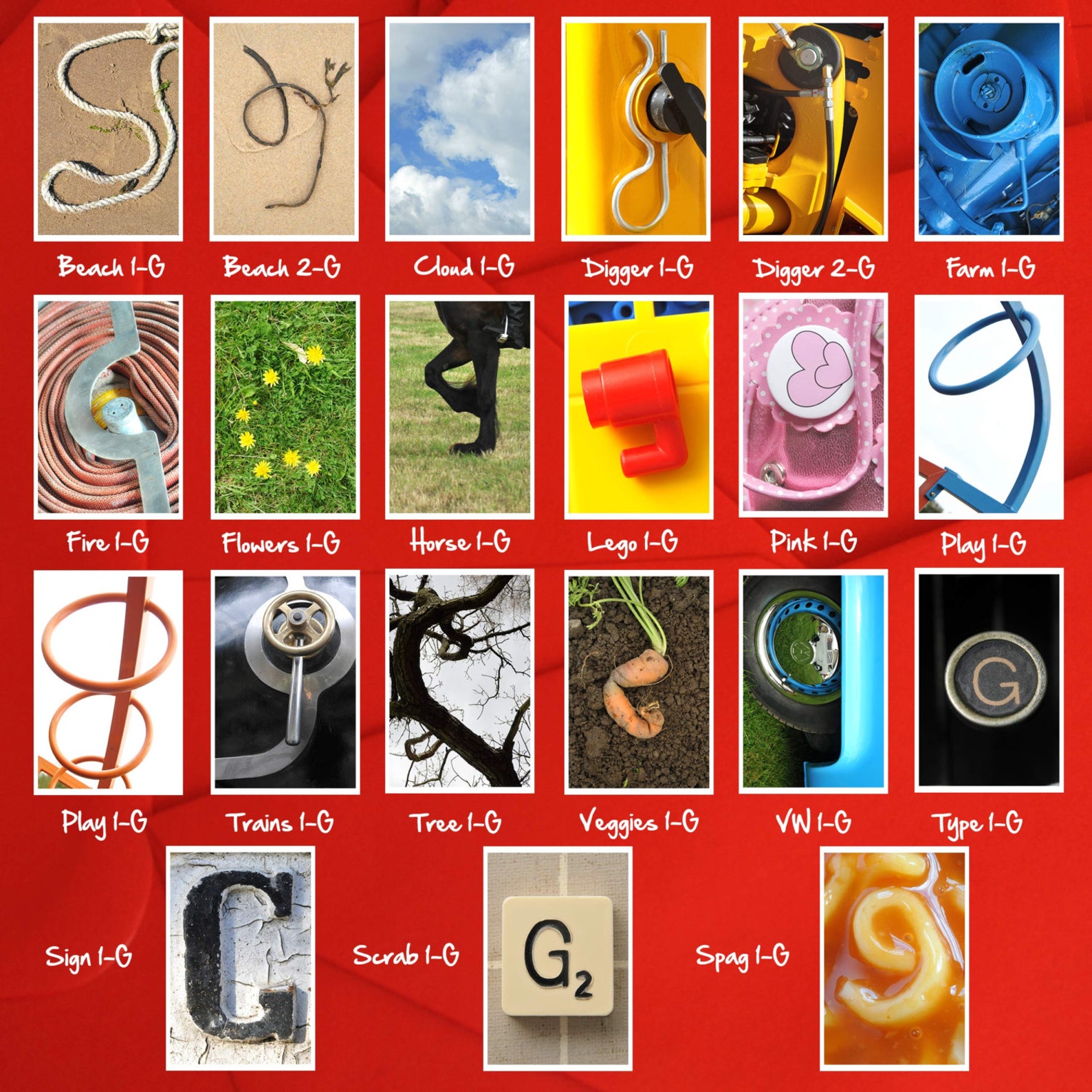 Alphabet Photo Letter G Choices, Alphabet Photography 6x4, 7x5 or 8x6 ...