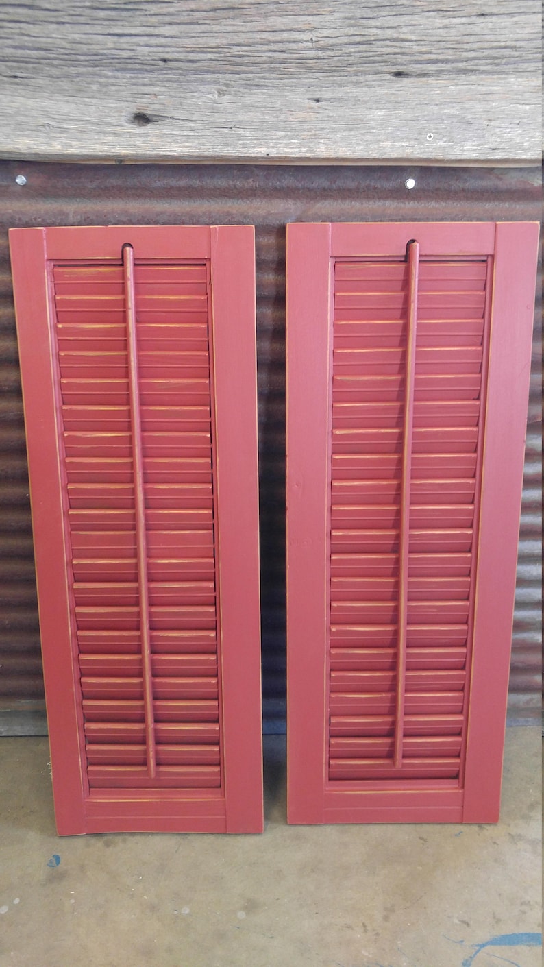 Set of 2 Wood Shutters Lafonda Antique Red Distressed - Etsy