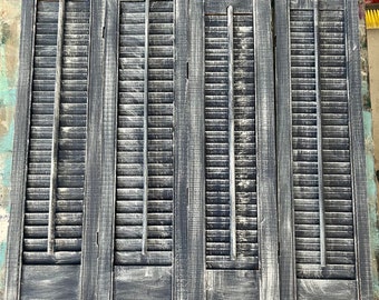 Set of 4 Wood Shutters Tea Blue/white Distressed - Etsy