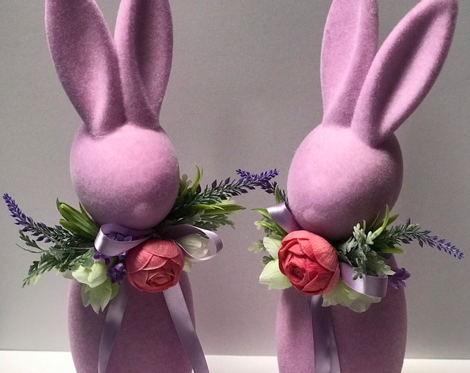 16” Flocked Button Nose Bunny, Flocked Bunny, Button Nose Bunny, Easter ...