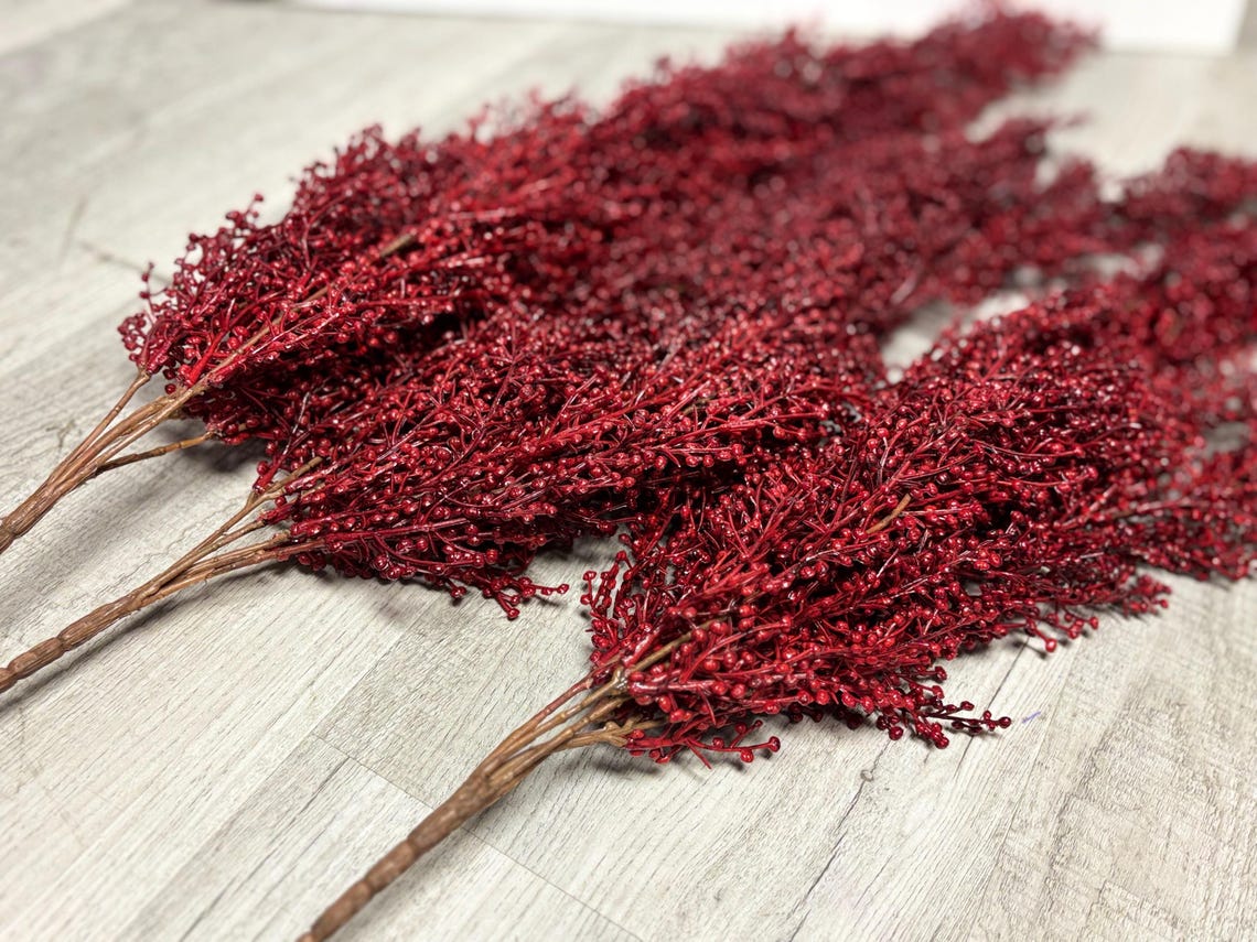 Red Berry Bush, 30" Faux Trailing Greenery, Farmhouse Decor - Etsy