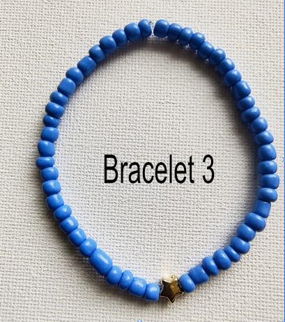 Blue Beaded Bracelet With Gold Star Charm - Etsy