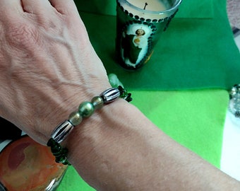 Green Rhinestone Bracelet St. Patrick's Day Gift Green Vintage Bracelet ...