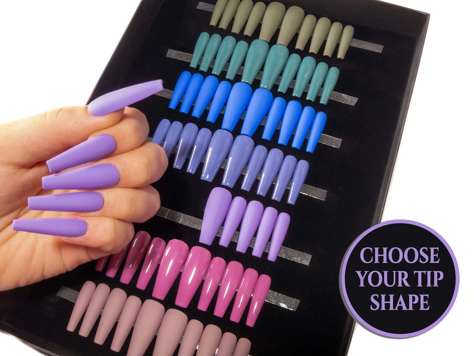 Press on Nails Matte Fake Nails Spring Nails Long Coffin - Etsy