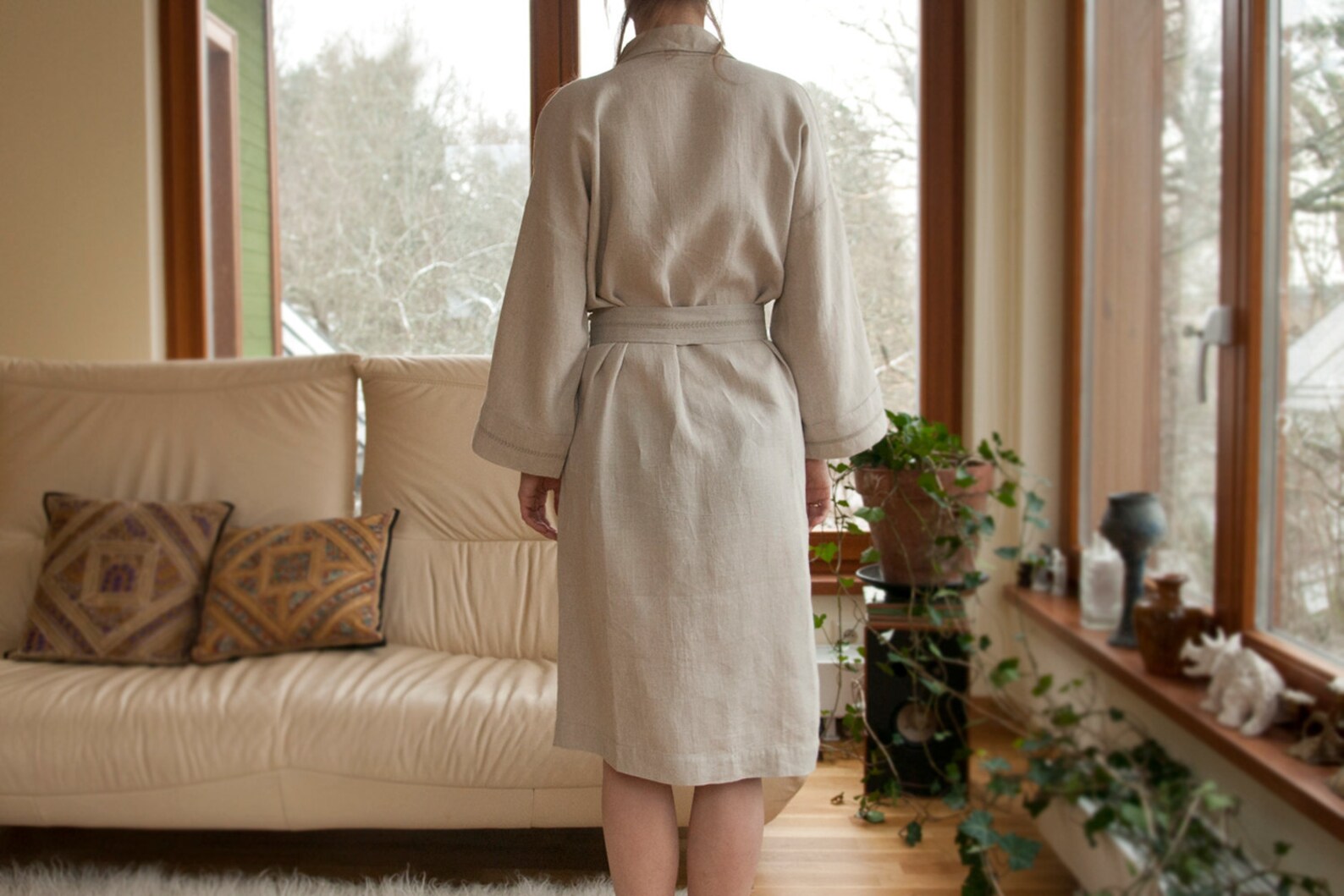 Classical Pure Linen Robe for Women - Etsy
