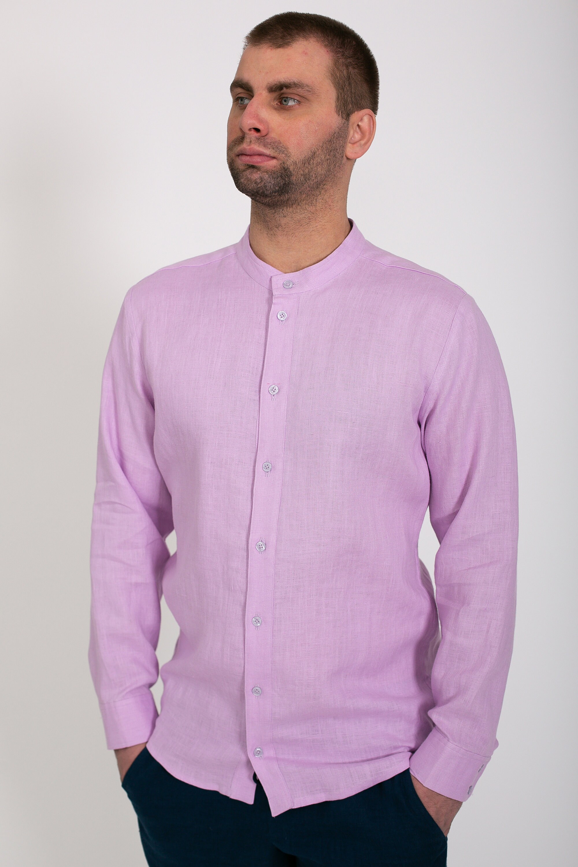 Light Purple Linen Men's Shirt Mens Linen Clothing Shirt - Etsy