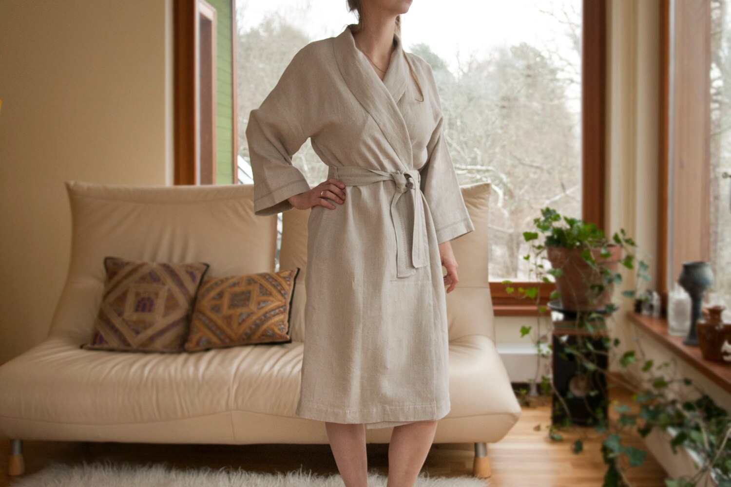 Classical Pure Linen Robe for Women - Etsy