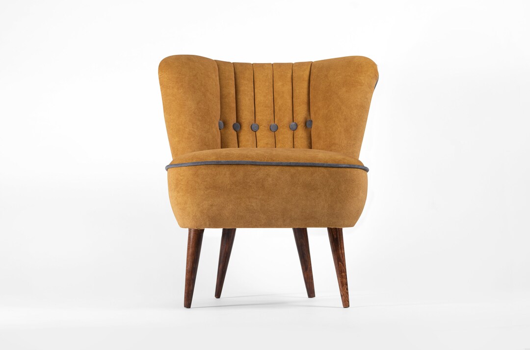 Yellow/ Gray Cocktail Chair From 70's - Restored - Etsy