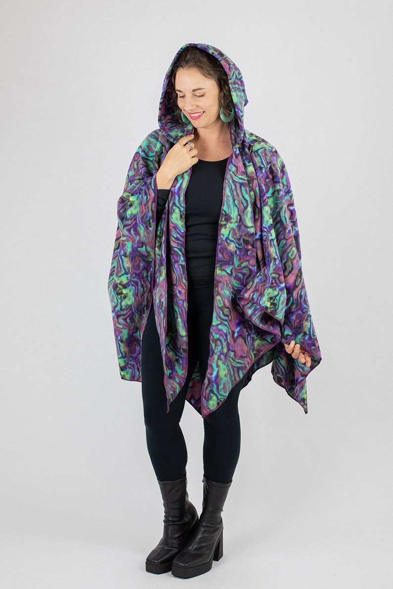 PSYCHADELIC HOODIE CAPE, Australian Made, Wrap, Poncho, Cloak, Handmade ...