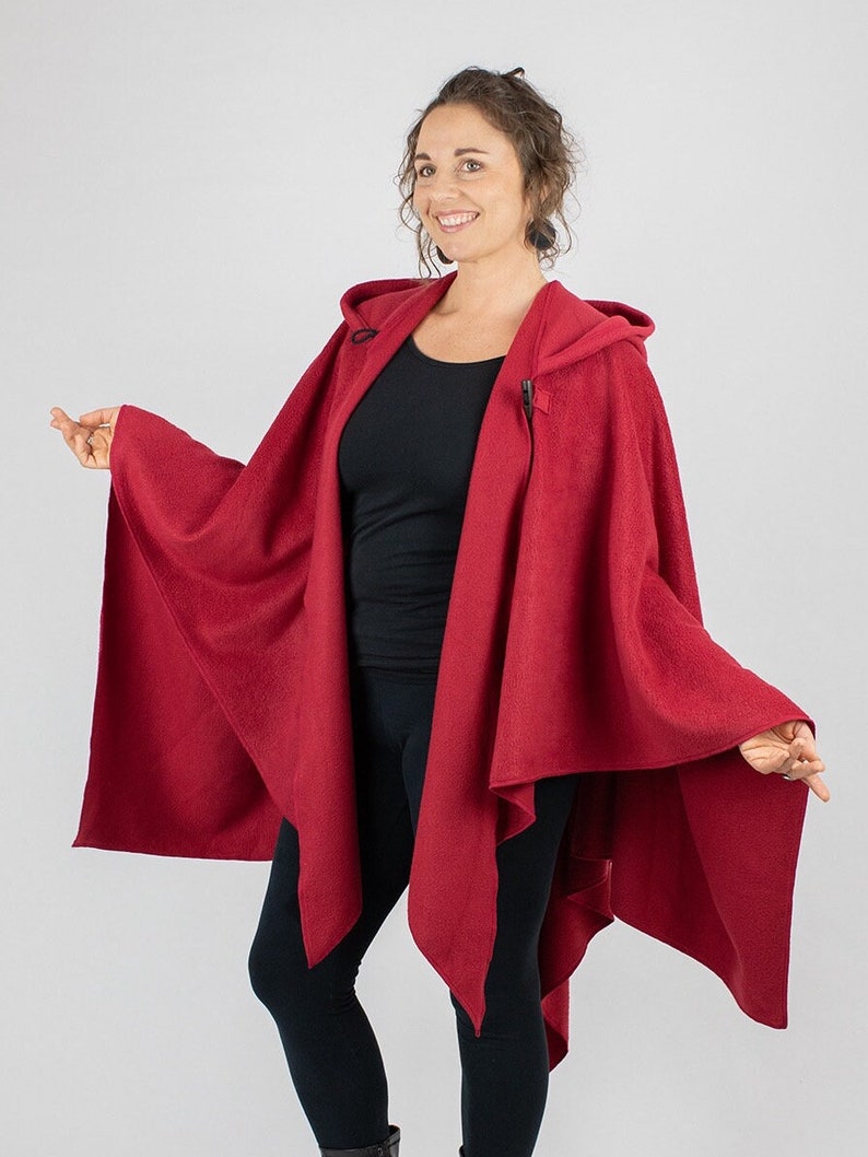 RED HOODIE CAPE, Australian Made, Wrap, Poncho, Cloak, Handmade ...
