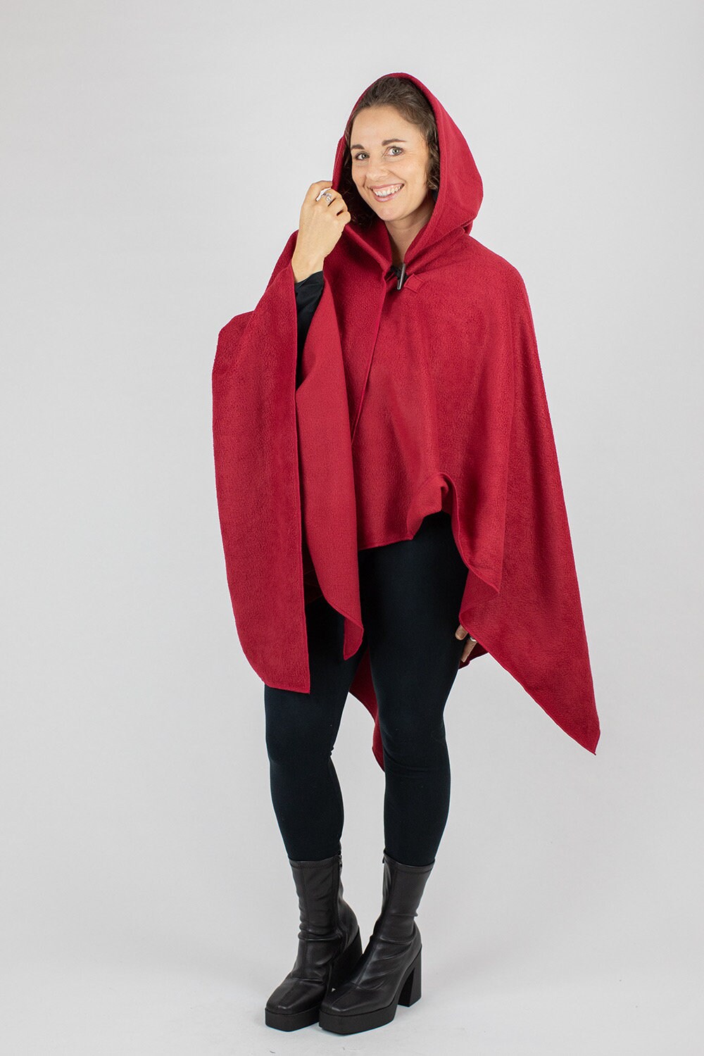 RED HOODIE CAPE, Australian Made, Wrap, Poncho, Cloak, Handmade ...