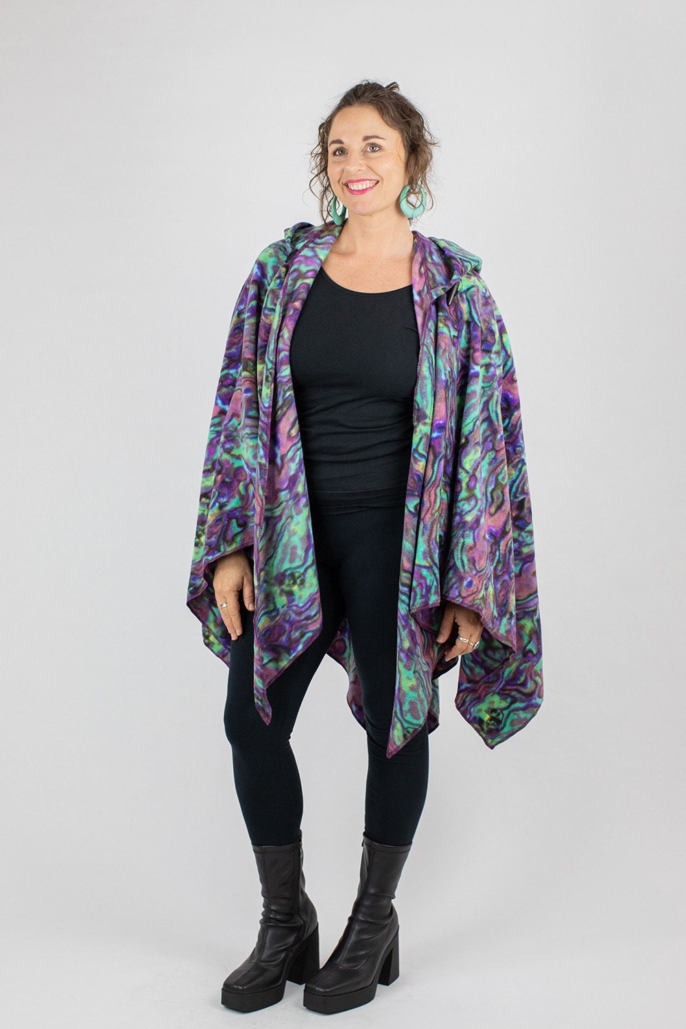 PSYCHADELIC HOODIE CAPE, Australian Made, Wrap, Poncho, Cloak, Handmade ...