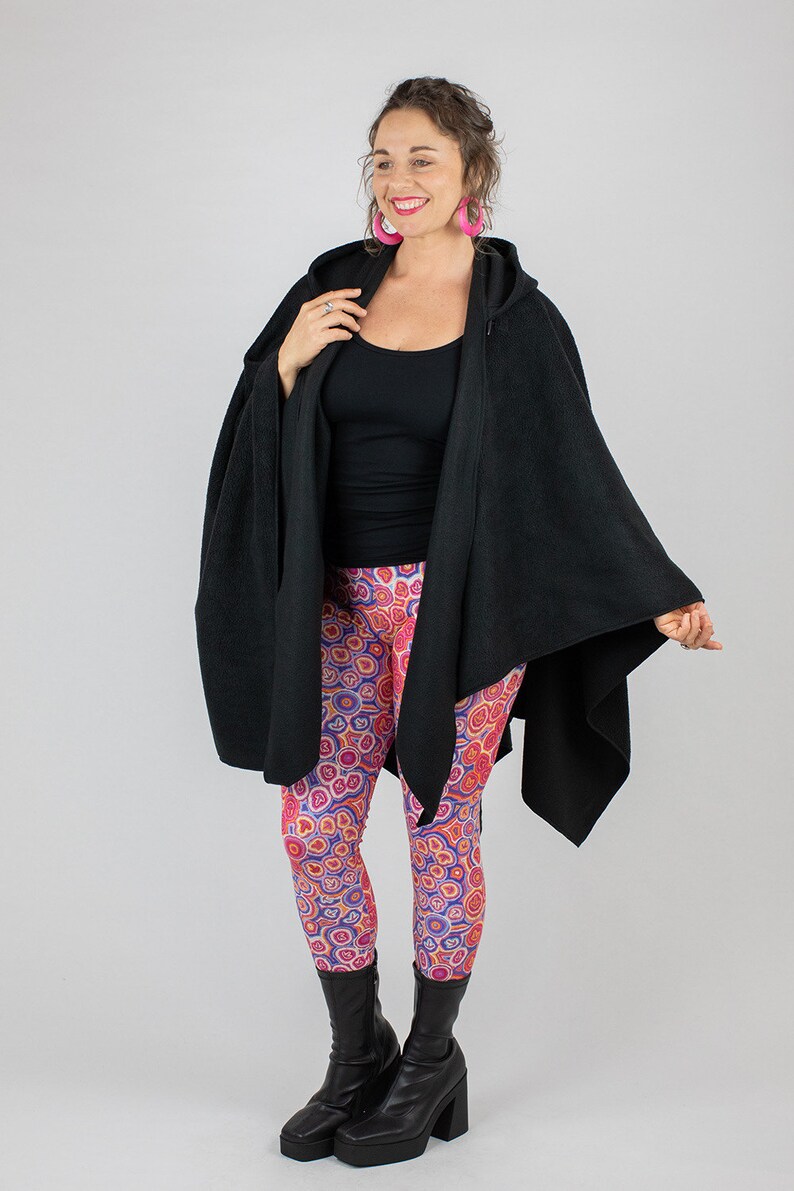 BLACK HOODIE CAPE, Australian Made, Wrap, Poncho, Cloak, Handmade ...