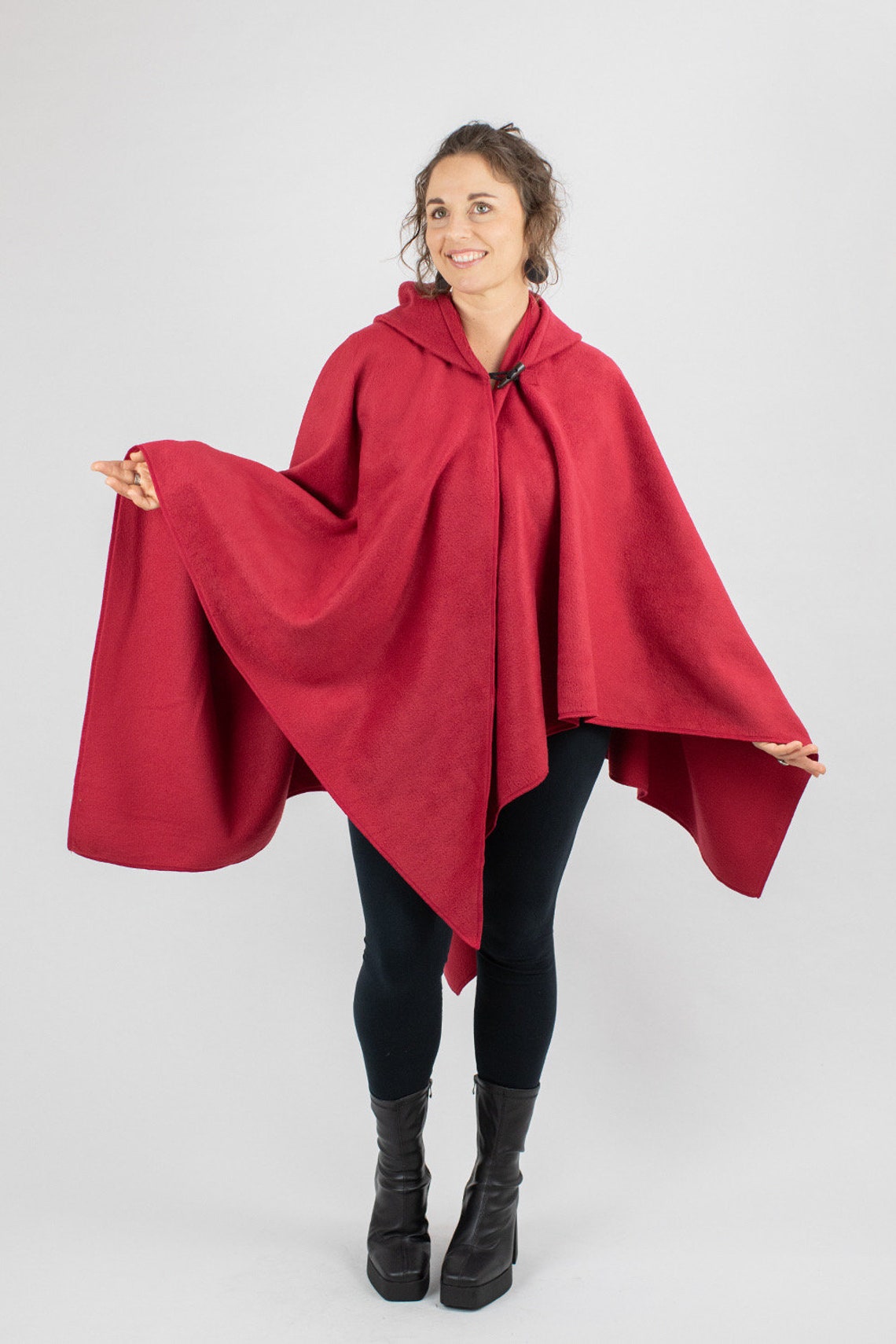 RED HOODIE CAPE, Australian Made, Wrap, Poncho, Cloak, Handmade ...