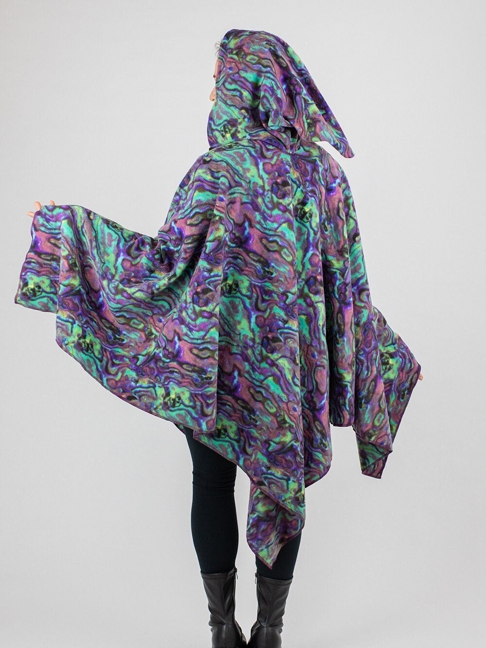 PSYCHADELIC HOODIE CAPE, Australian Made, Wrap, Poncho, Cloak, Handmade ...