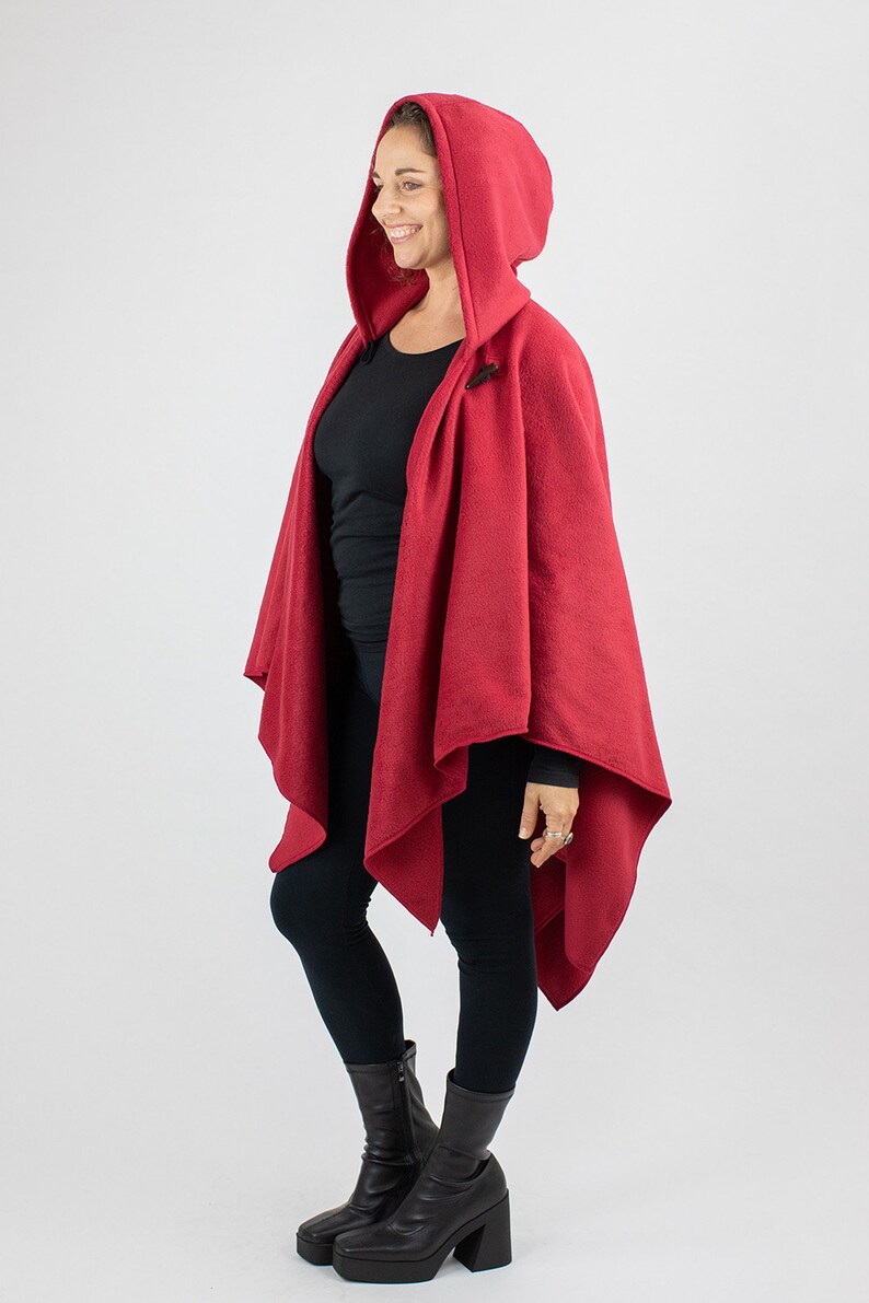 RED HOODIE CAPE, Australian Made, Wrap, Poncho, Cloak, Handmade ...