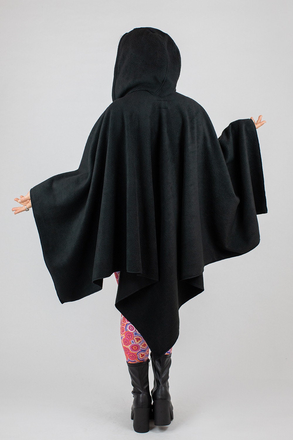 BLACK HOODIE CAPE, Australian Made, Wrap, Poncho, Cloak, Handmade ...