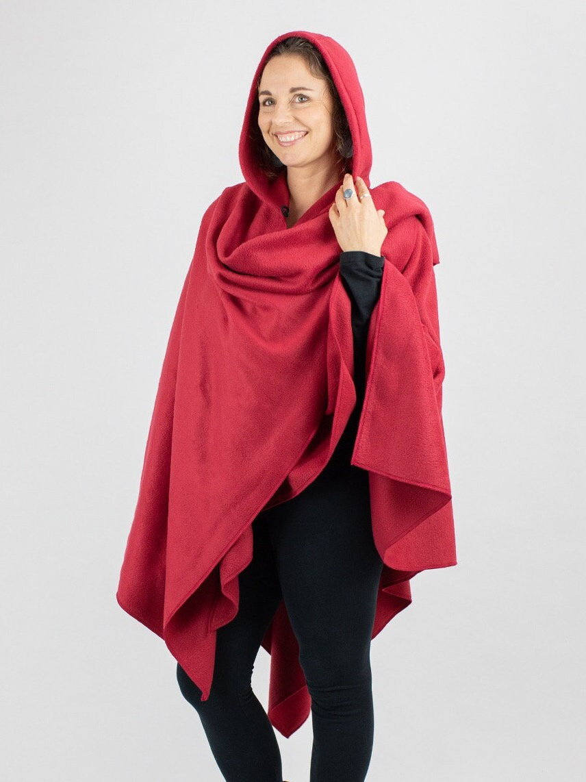 RED HOODIE CAPE, Australian Made, Wrap, Poncho, Cloak, Handmade ...
