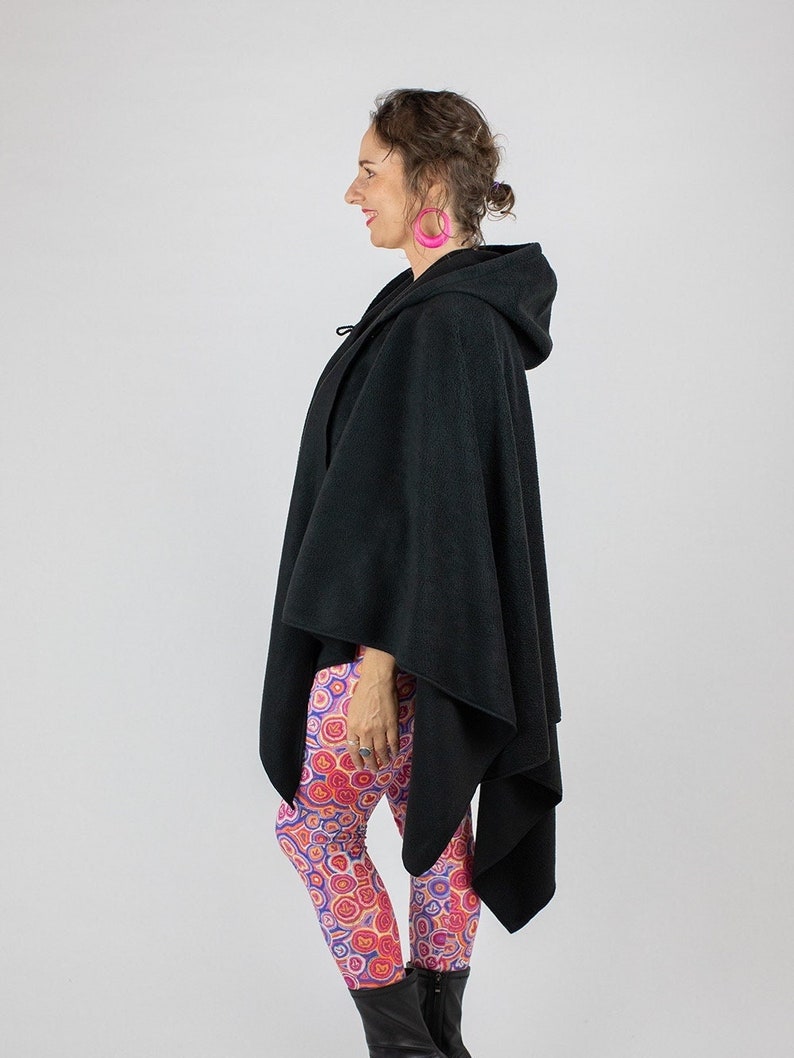 BLACK HOODIE CAPE, Australian Made, Wrap, Poncho, Cloak, Handmade ...
