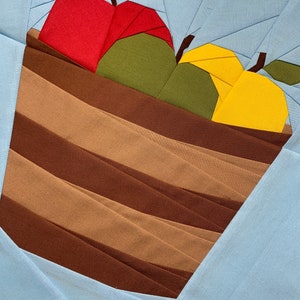 Fall Autumn Farm Fresh Basket of Apples Foundation Paper Piecing ...