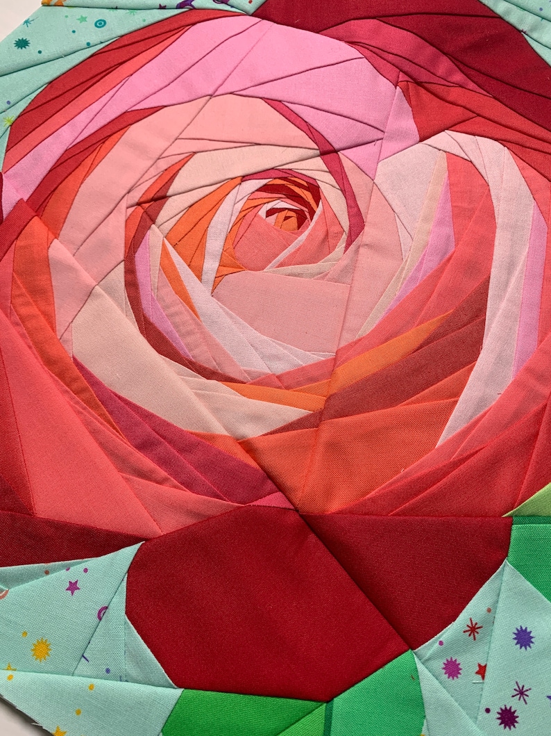 Real Rose White to Red Foundation Paper Piecing Pattern - Etsy