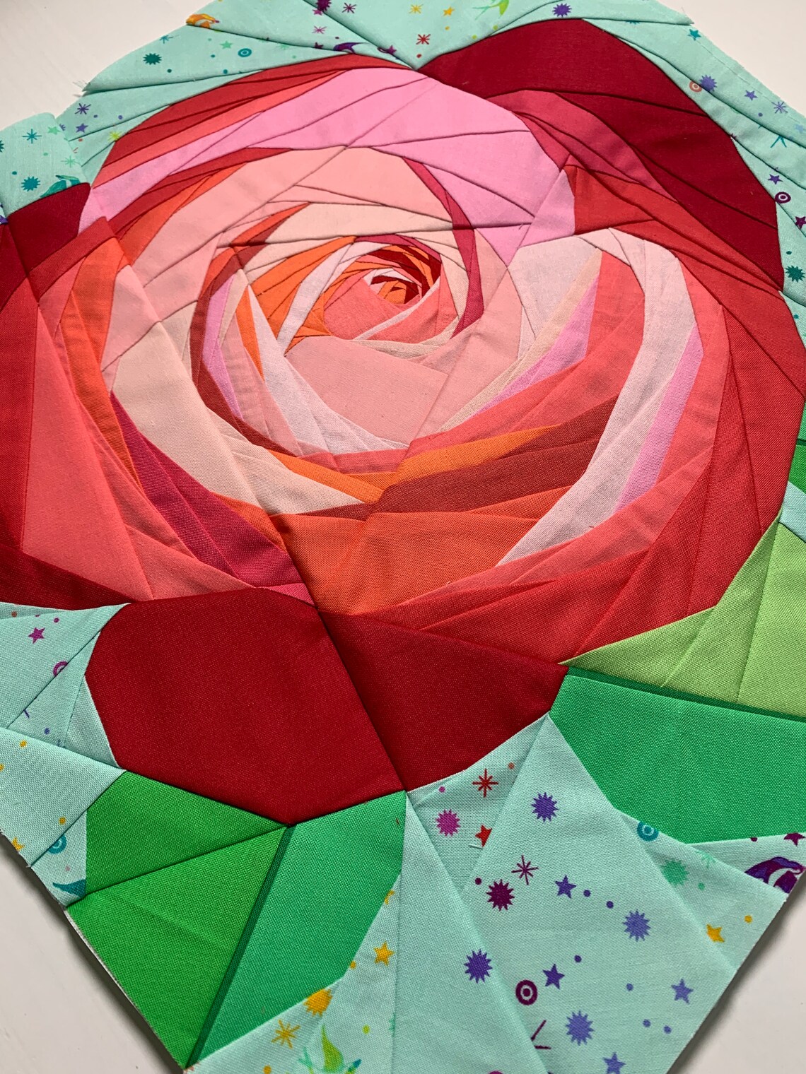 Real Rose White to Red Foundation Paper Piecing Pattern - Etsy