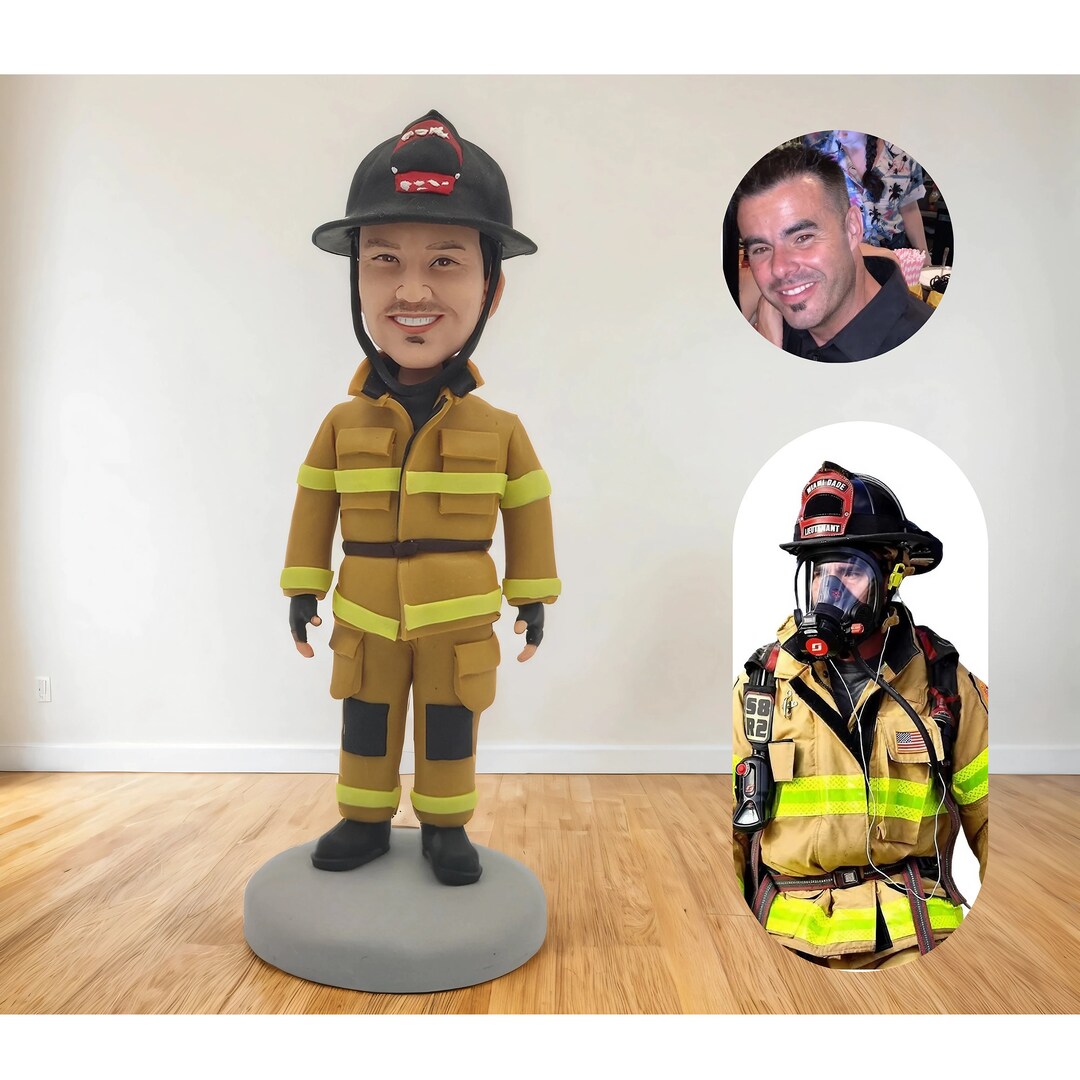 Personalized Fireman Bobble Head Doll, Custom Figurines for Fireman ...