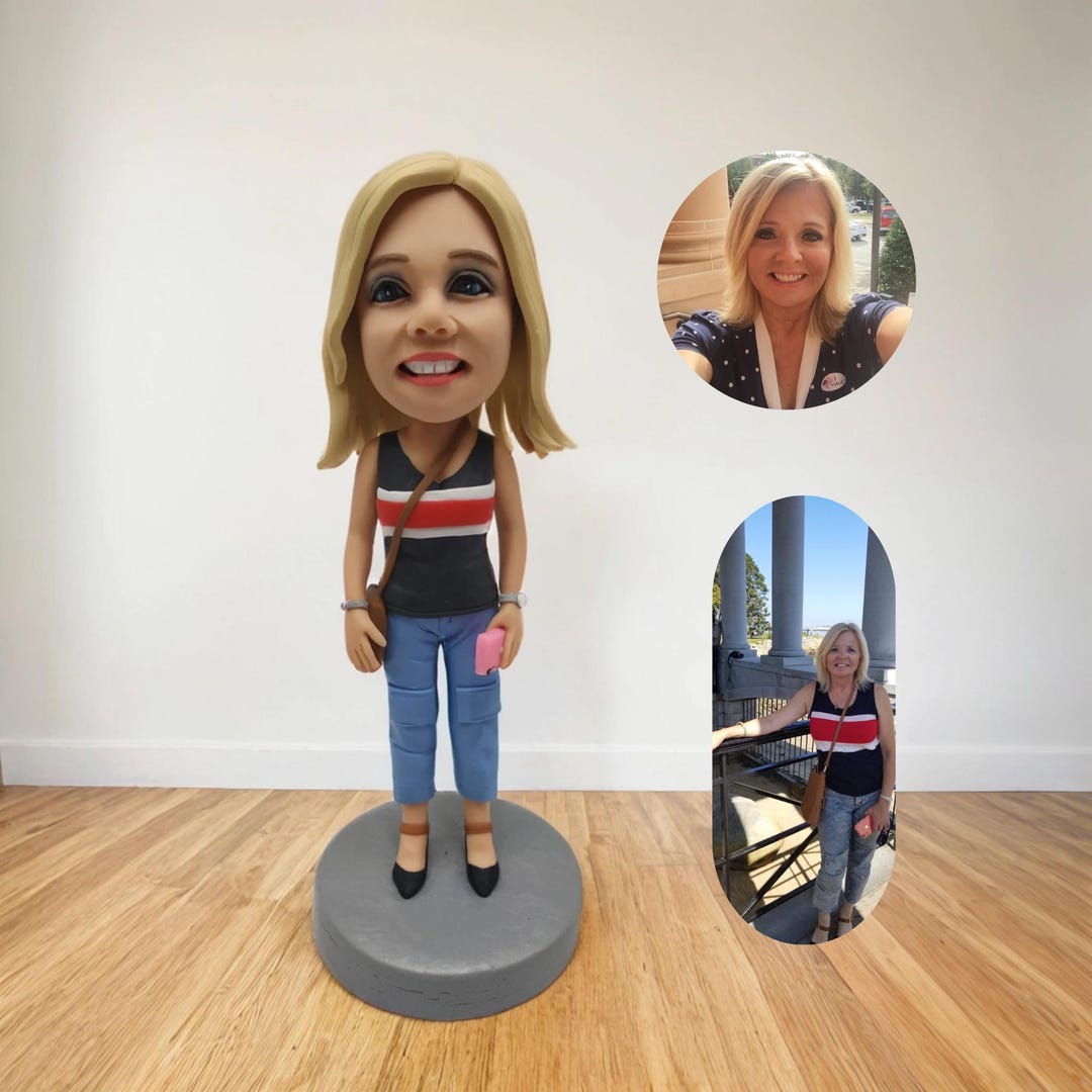 Personalized Femal Bobblehead Doll, Customized Clay Bobbleheads for ...