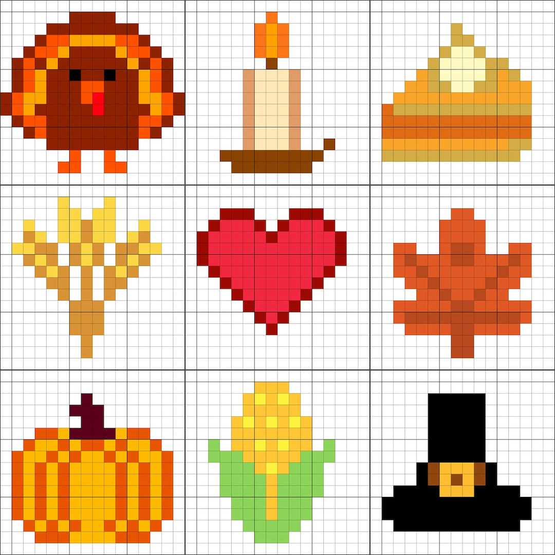Thanksgiving Crochet & Knitting Pattern | 9 Cute 25x25 Motifs | Turkey ...