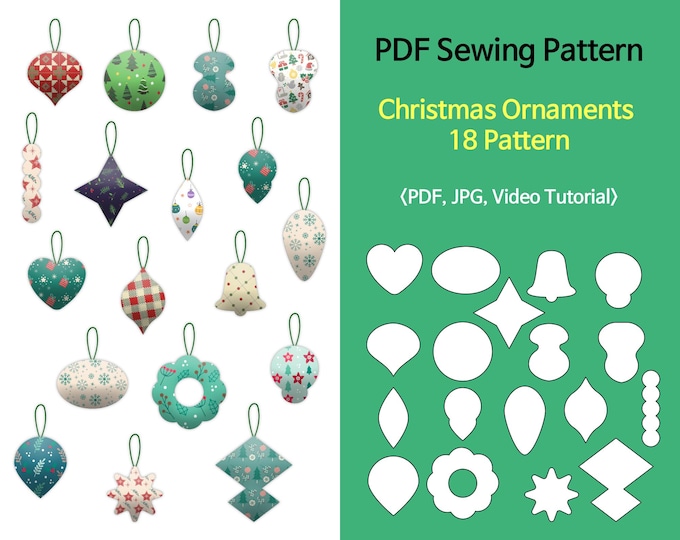 PDF Pattern / Christmas Ornaments 18 PDF Pattern / Sewing Pattern for ...
