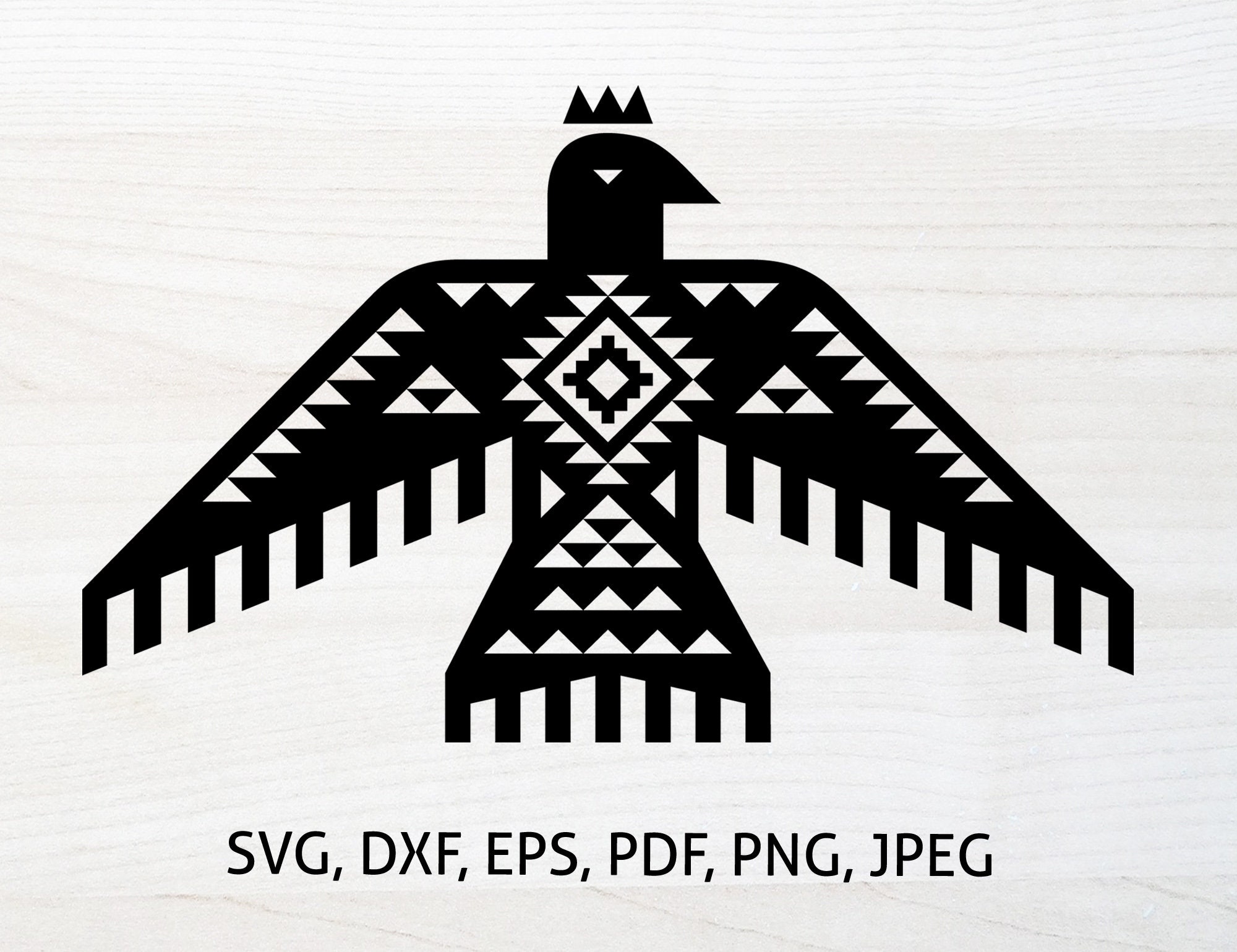 Aztec Thunderbird SVG PNG Boho Bird Cut File Native | Etsy