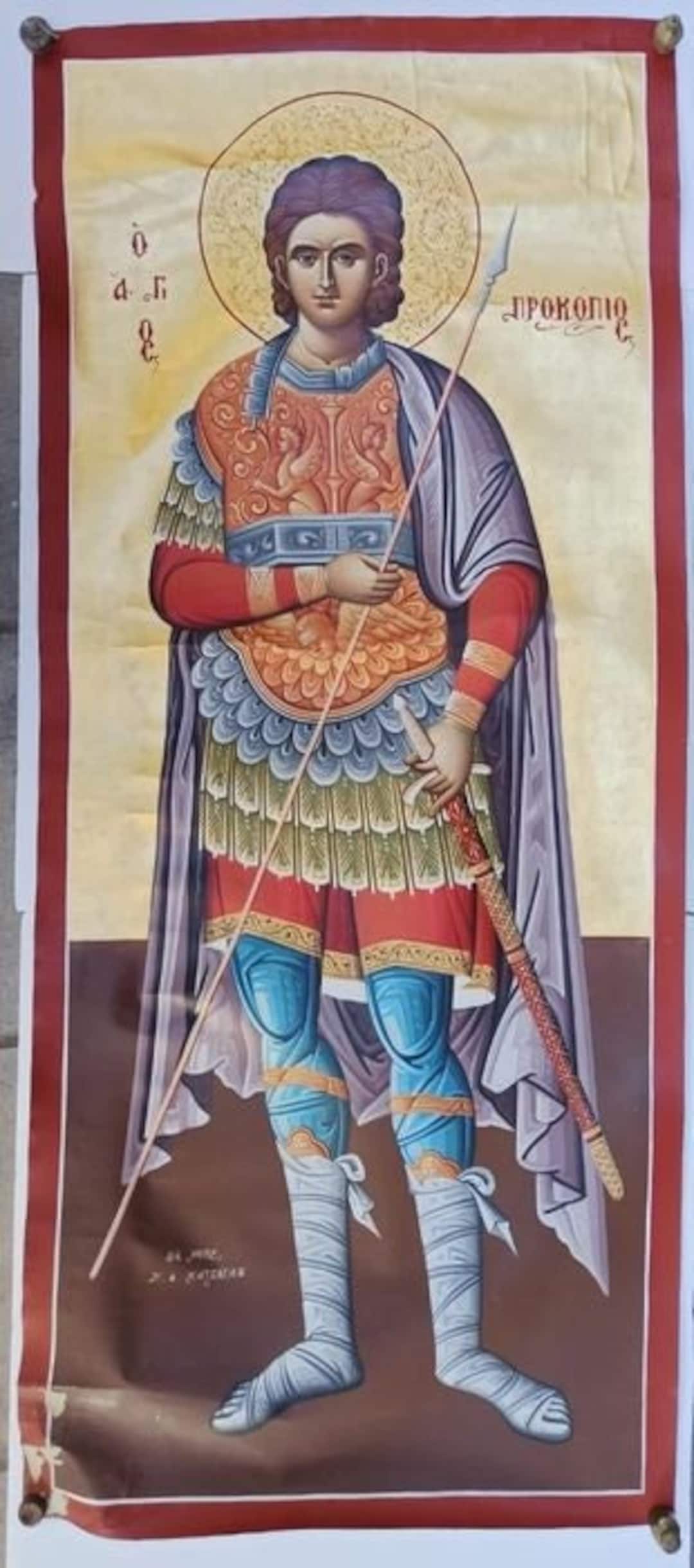 Saint Procopius the Great Martyr Greek Orthodox Icon on Canvas - Etsy